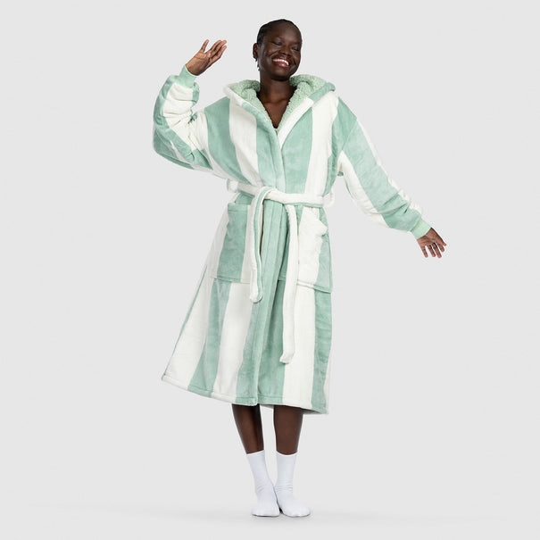 Sage Stripe Oodie Robe – The Oodie Canada