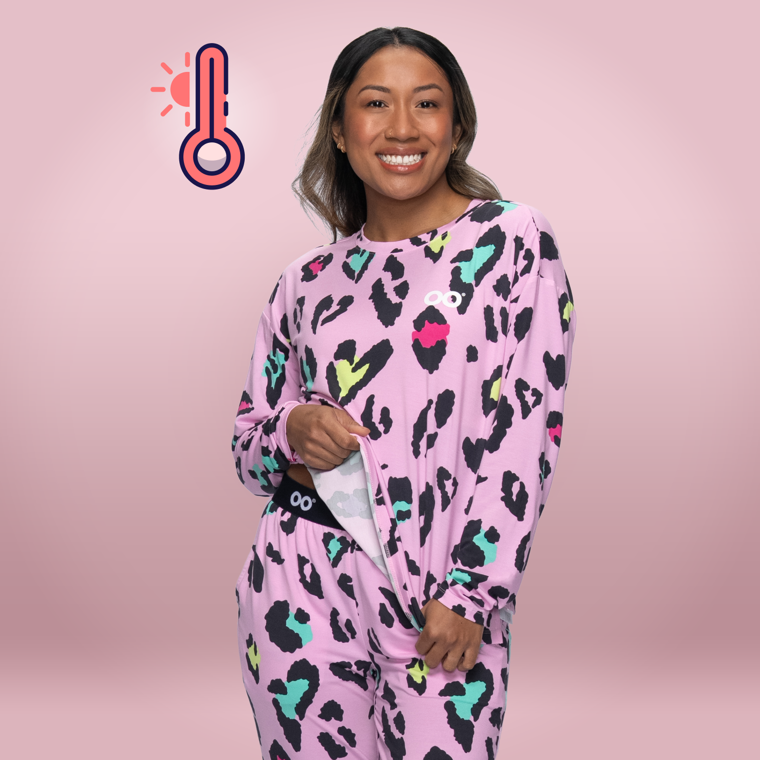 Pink Leopard Warming Long Sleeve PJ Top – The Oodie Canada