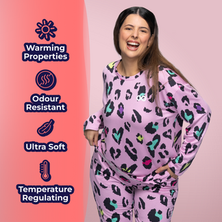 Pink Leopard Warming Long Sleeve PJ Top – The Oodie Canada