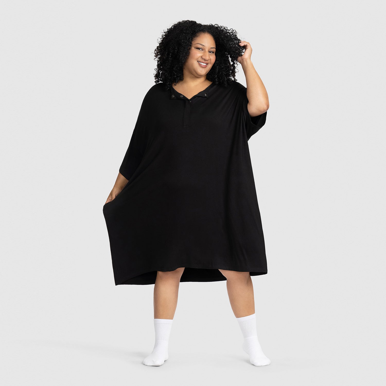 Black Button Up Oodie Sleep Tee – The Oodie Canada